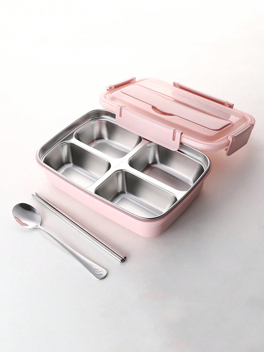 1Pc Leak-Proof Stainless Steel Lunch Box With 3 Compartments - Easy ...
