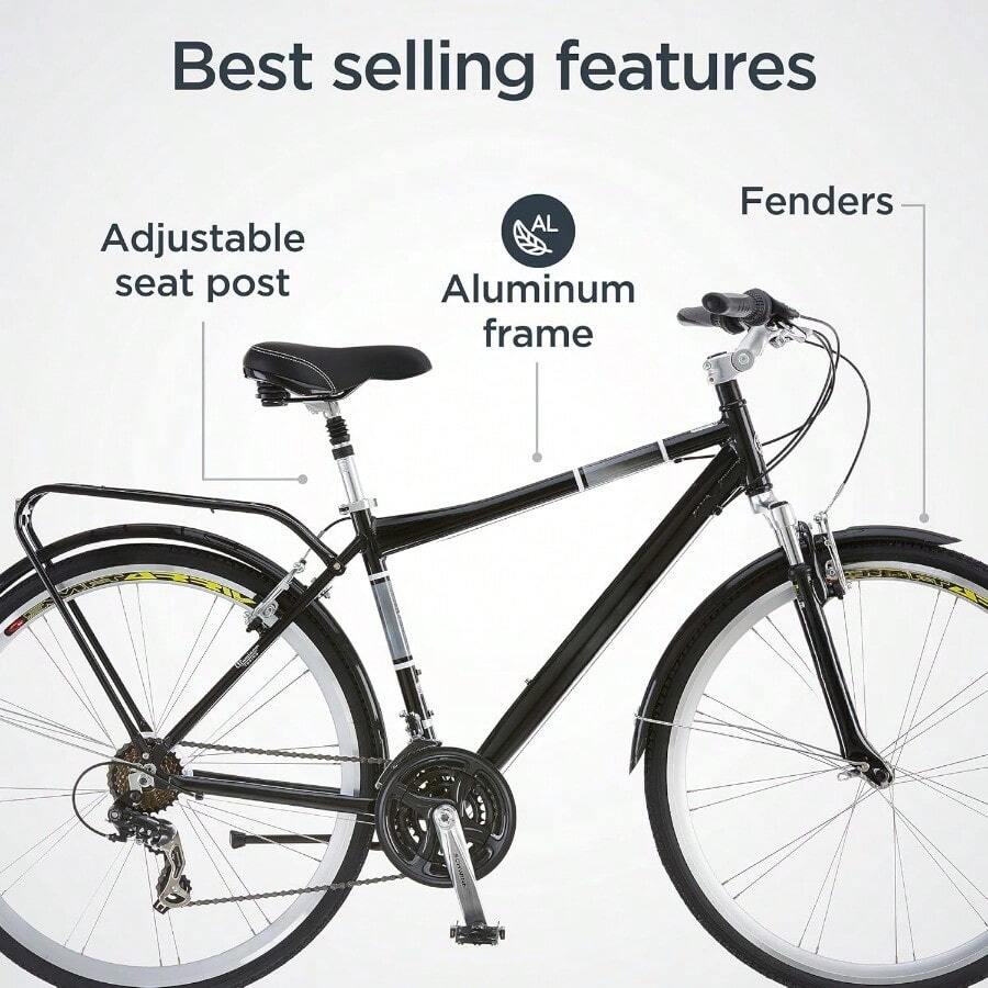 Adult Hybrid Bike For Men And Women, 700c Wheels, 21-Speeds, Step ...