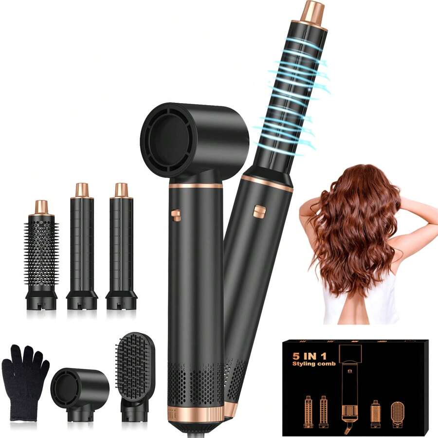 5-In-1 Multifunctional Automatic Heating Hair Brush, Blow Dryer, Curler ...