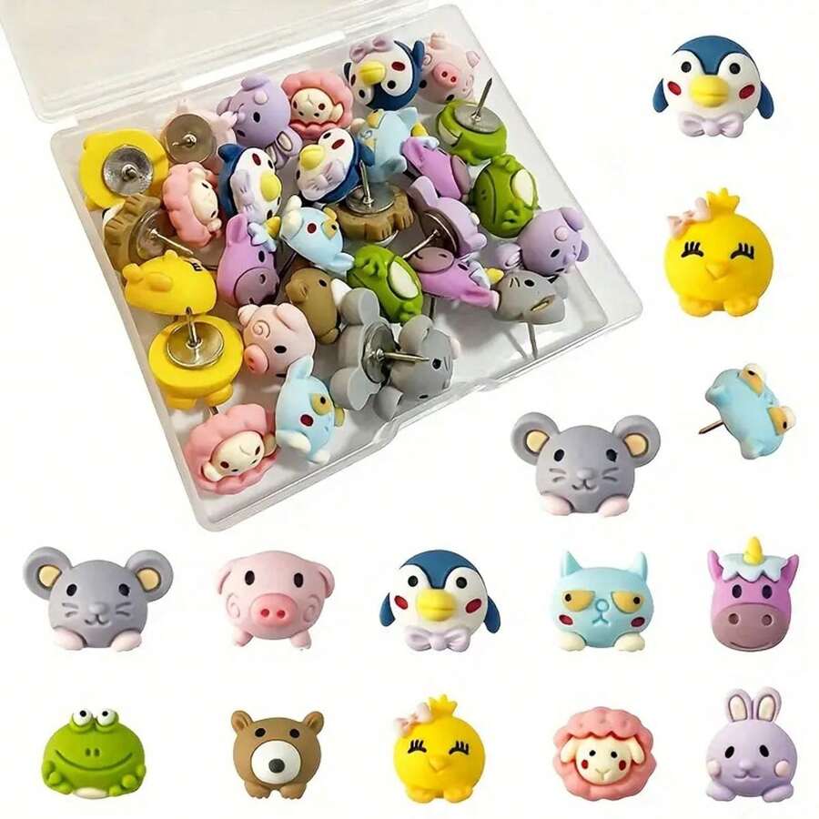 10pcs/20pcs Adorable Animal Push Pins For Cork Boards - ABS Resin ...