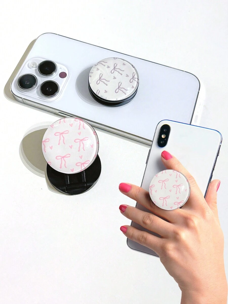Bowknot Pattern Round Three-Dimensional Mobile Phone Push-Pull Stand ...