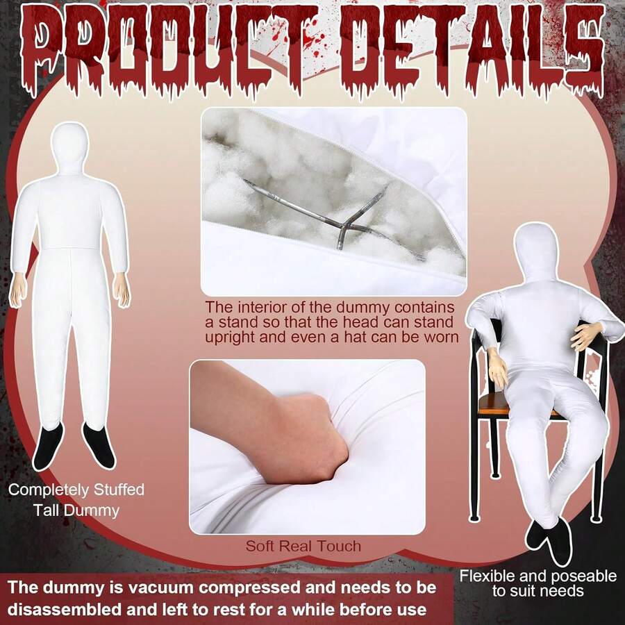 6 Ft Mannequin Full Body Bendable Dummy With Hands For Cosplay Prop ...
