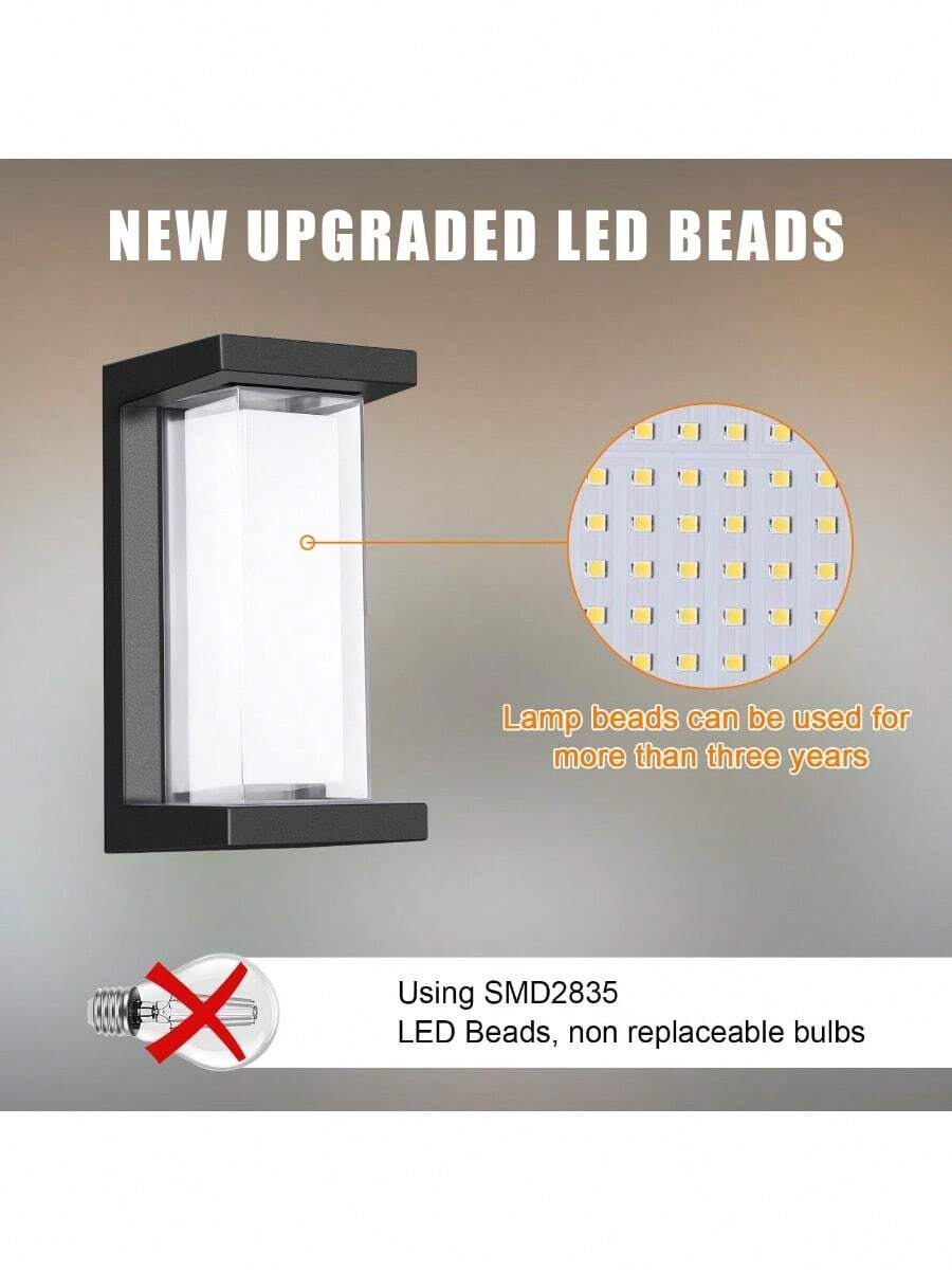 18W Outdoor Wall Mount Porch Light 1800Lm 6000K Modern Outdoor Wall ...