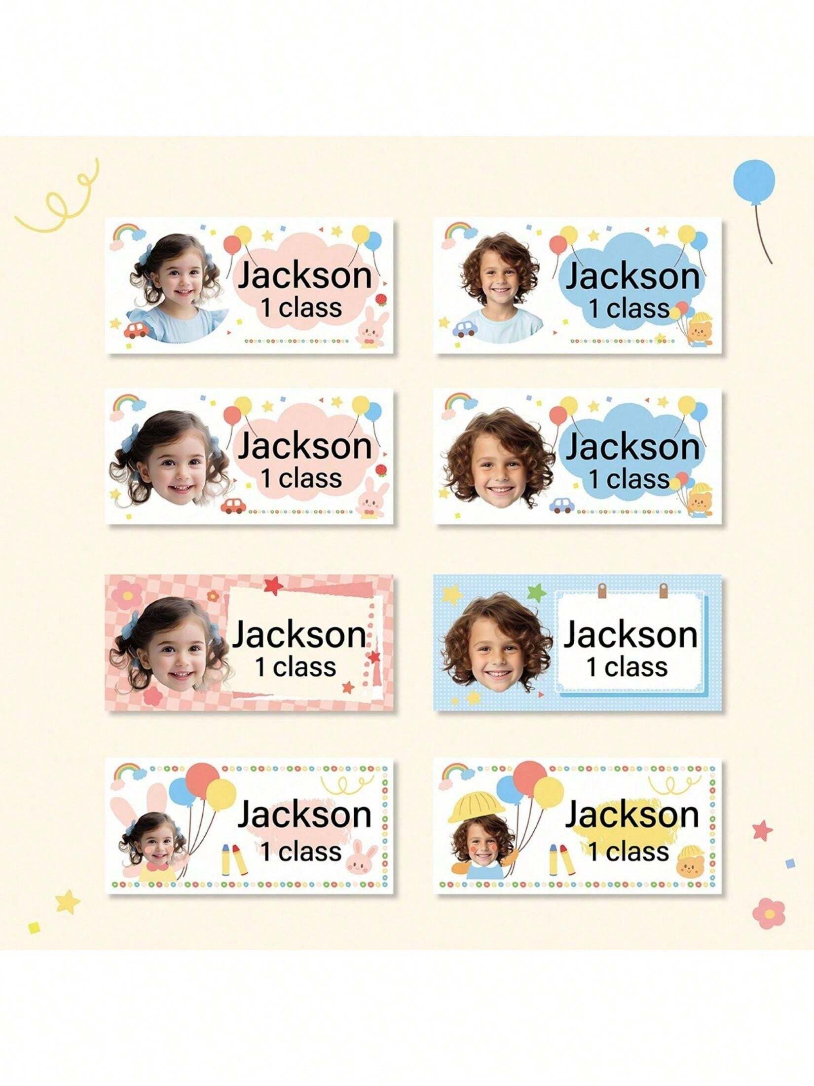 Personalized Stickers With Children's Big Head Photos And Names ...