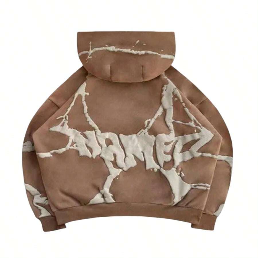 Fashion Designer Couple Men Hoodie Y2K Oversize Full Zip Up Hip Hop Streetwear Vintage Puff ...