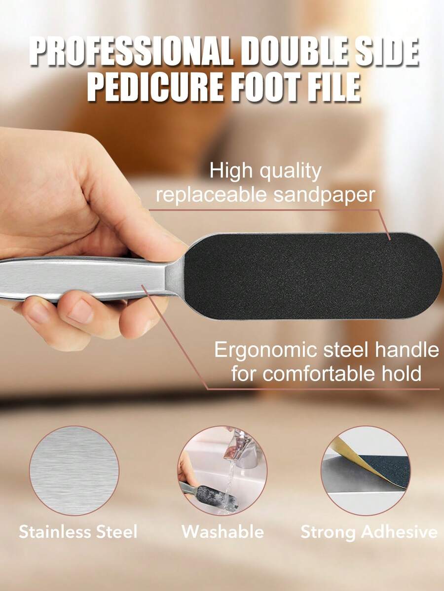 1 SET Professional Pedicure Foot File Double Side With 10 Replaceable ...