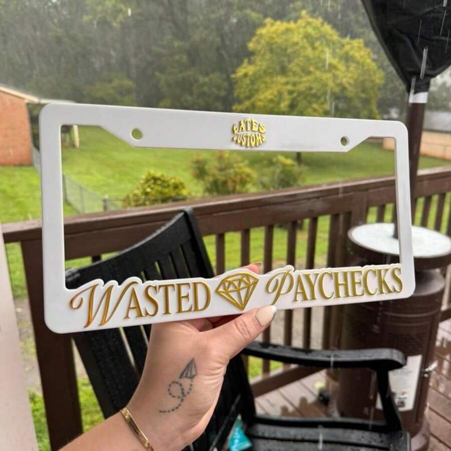 Wasted Paychecks License Plate Frame | SHEIN USA