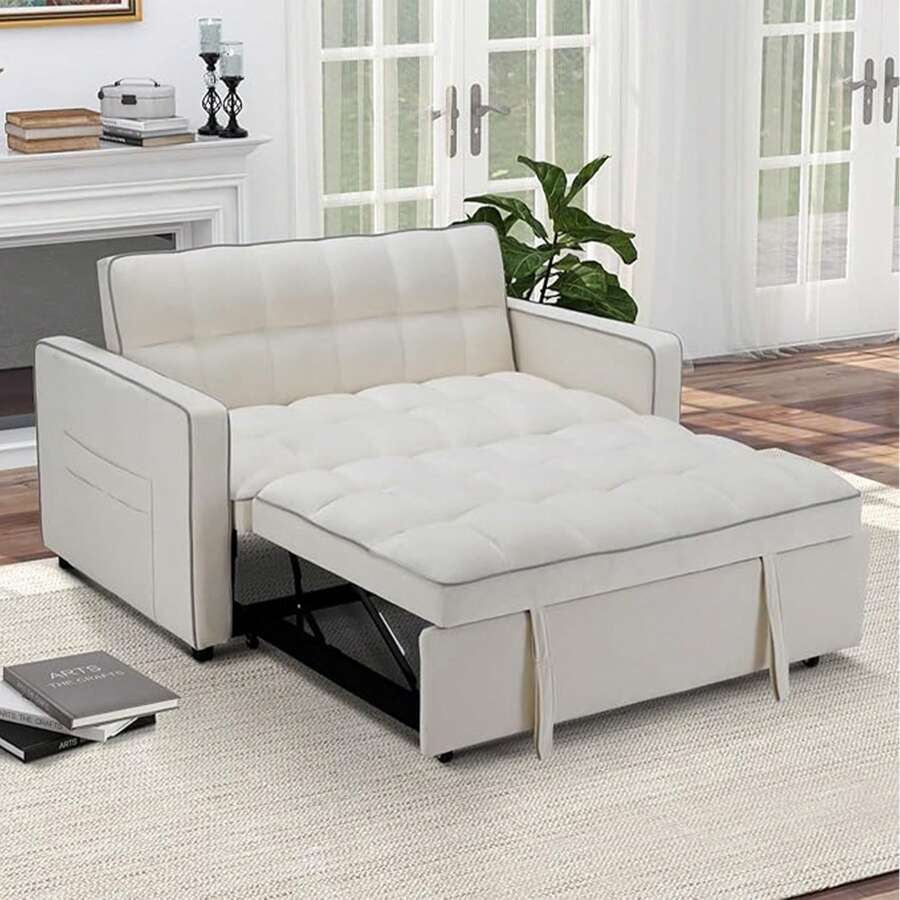 2-In-1 Multi-Functional Soft Sofa Bed With Pockets On The Side And ...