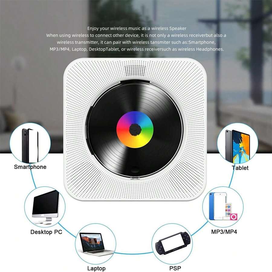 Lecteur CD portable avec lecteur CD mural sans fil. Boombox audio de ...