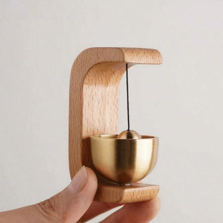 Dopamine Wind Chime Minimalist Solid Wood & Brass Bell Magnet Hang ...