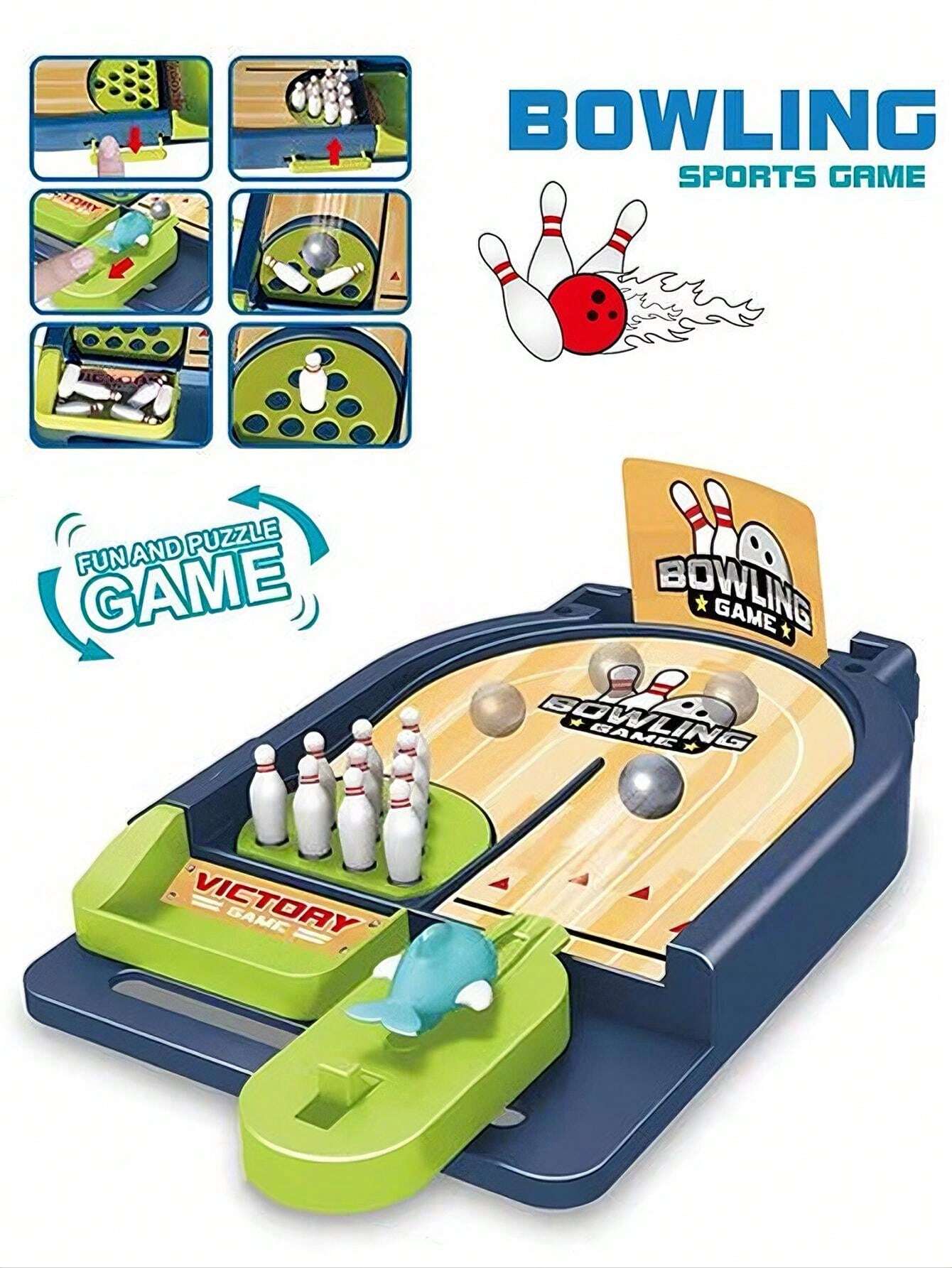 Desktop Toy Flicking Sports Bowling Alley With Cute Animal Launchers ...