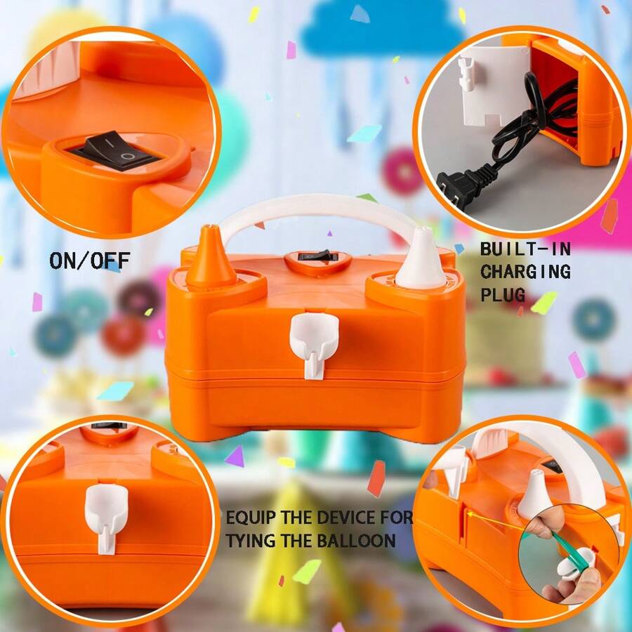 Balloon Pump Electric Air Inflator Portable Automatic Dual Nozzle Balloon Blower 110~120V 400W ...