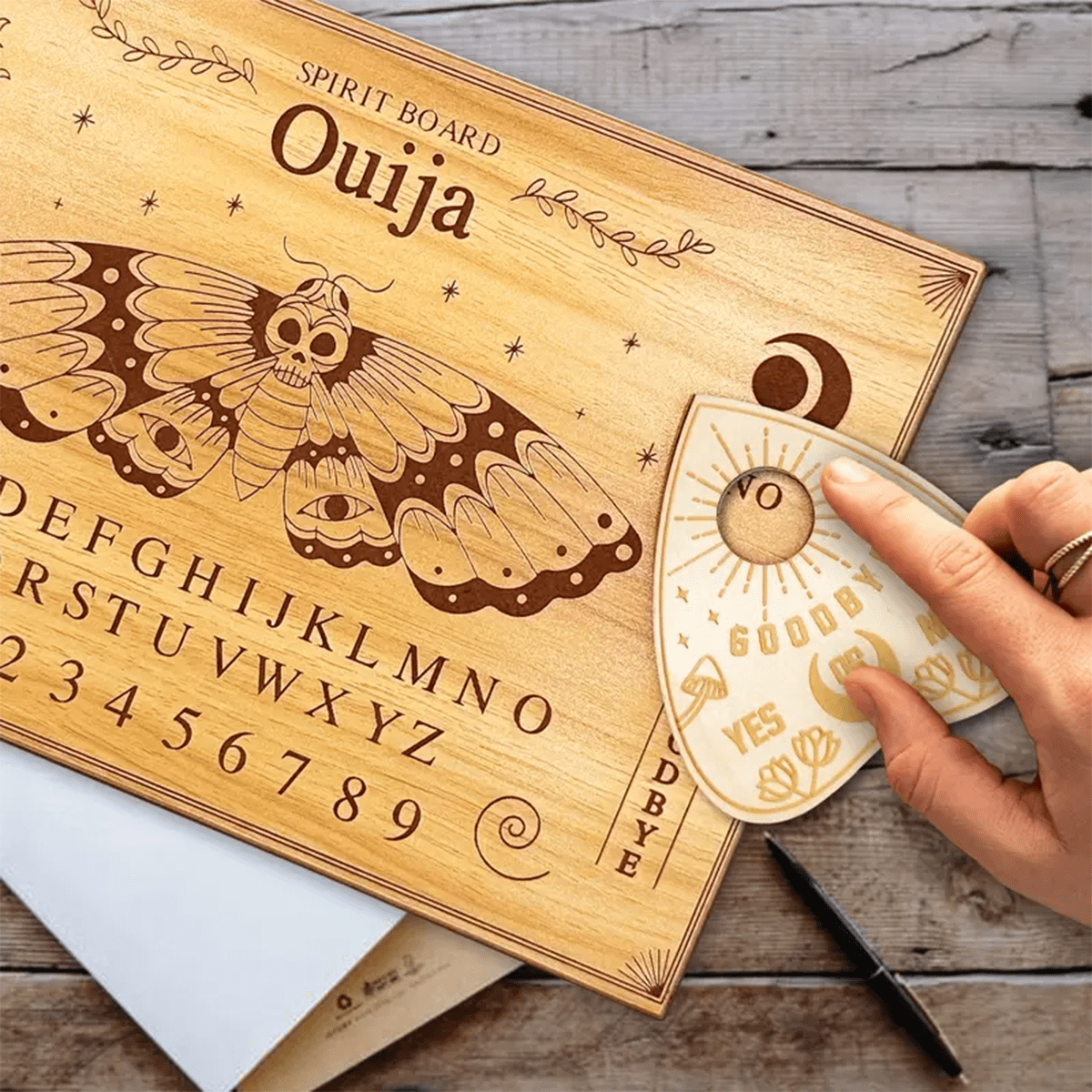 Tabla ouija: Conjunto de ouija de madera para diversión espiritual ...