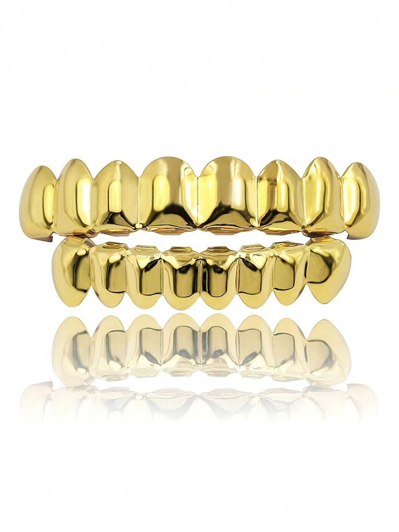 GuoShuang 1 18K Gold-Plated Finish 8 Upper Teeth 8 Lower Teeth Hip-Hop ...
