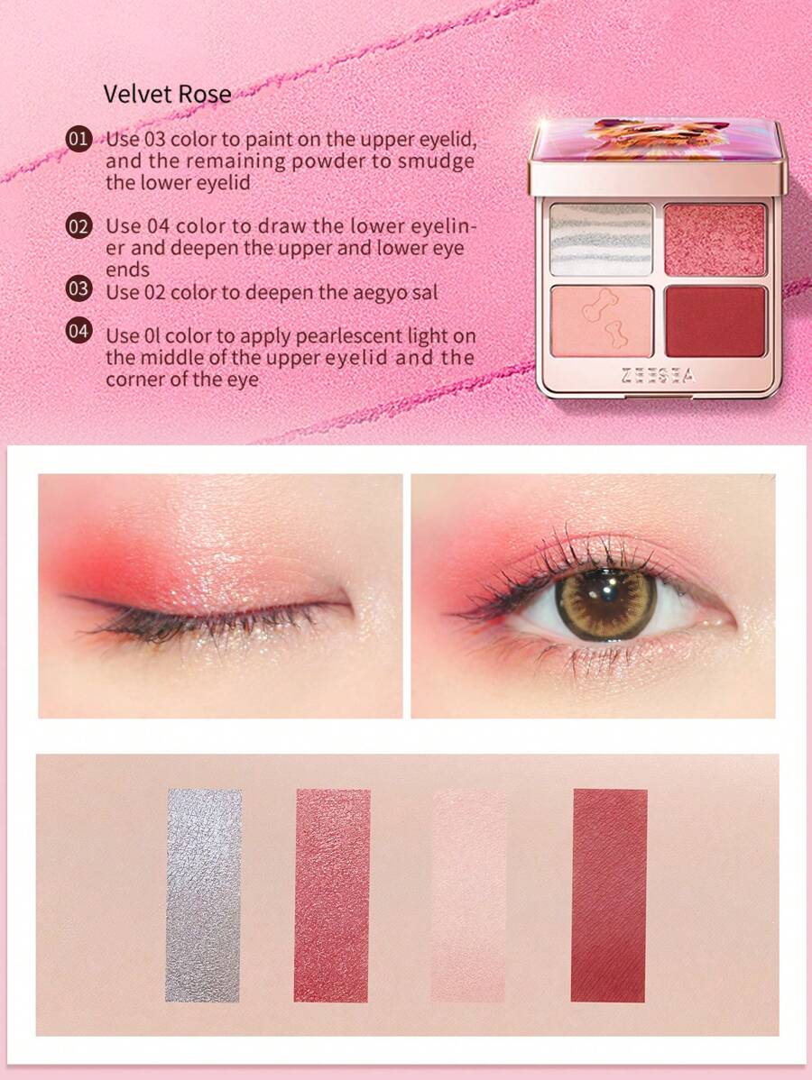 Zeesea Colorful Animal 4 Colors Eyeshadow Palette Easy Makeup And Smudge,Long Lasting Eyeshadow ...