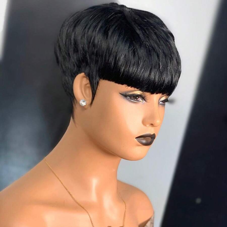Pixie Wigs Human Hair For Black Women 1B Pixie Cut Wigs For Black Women ...