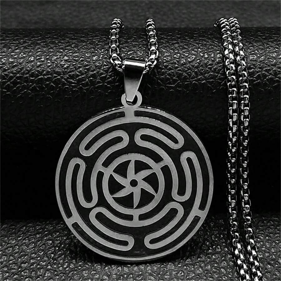 Hekate Wheel Stainless Steel Necklace Pendant Strophalos Hecate Magic ...