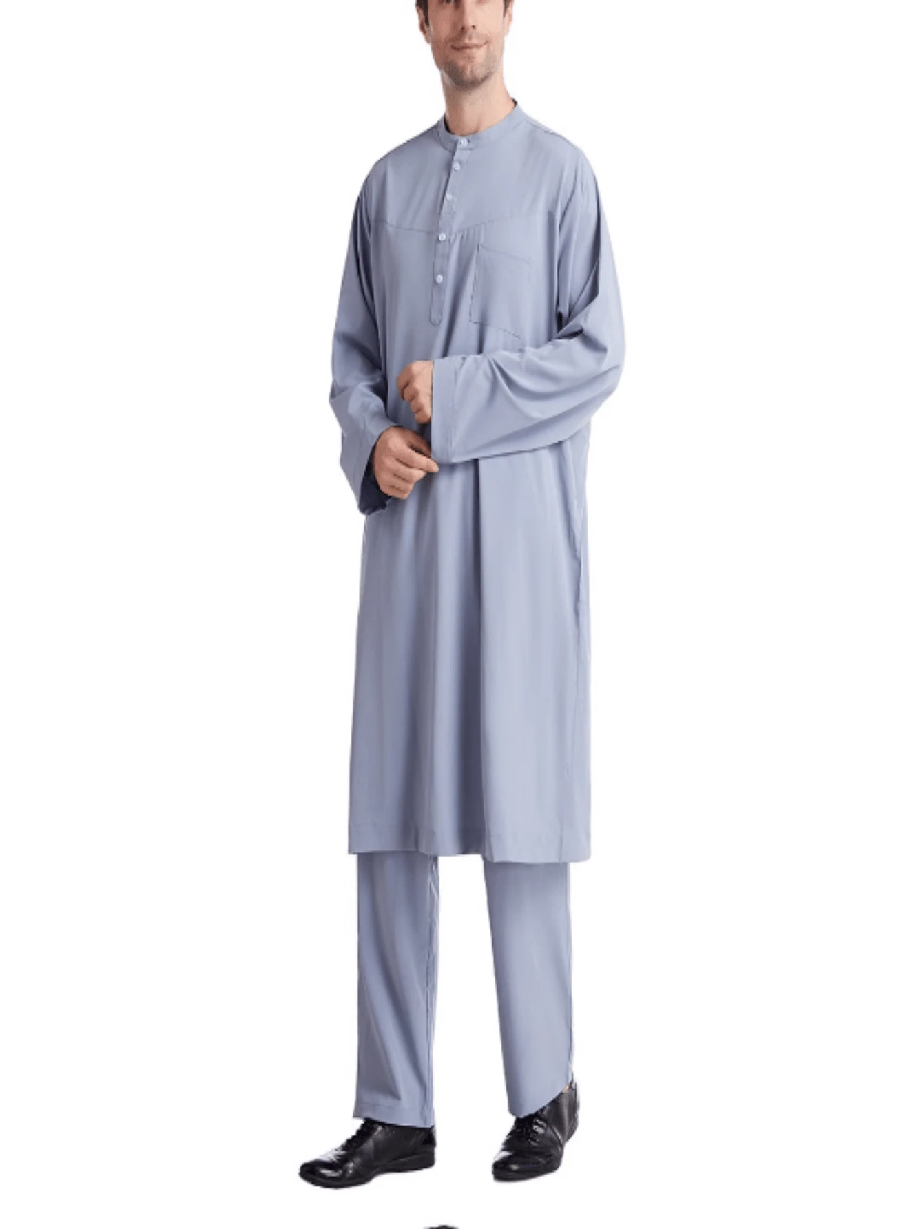 Islamic Style Men Stand Collar Long Robe Set, Showcasing Extraordinary ...