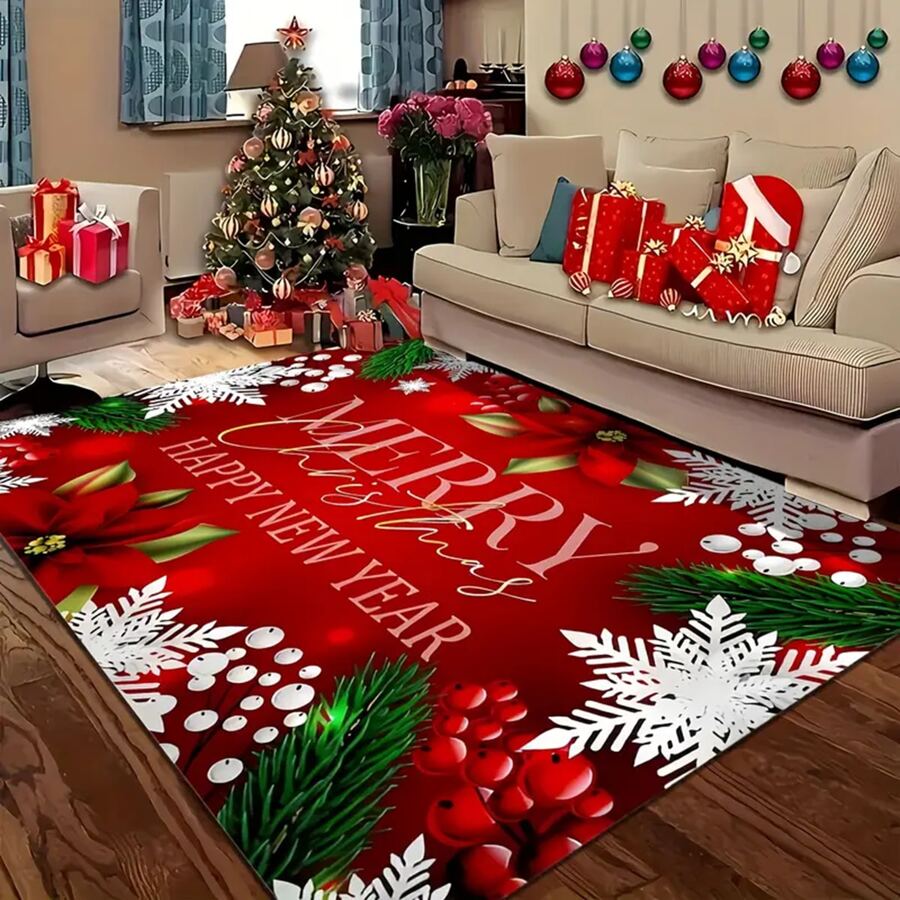 1pc Festive Holiday Memory Foam Area Rug - Soft, Plush, Stain & Dust ...
