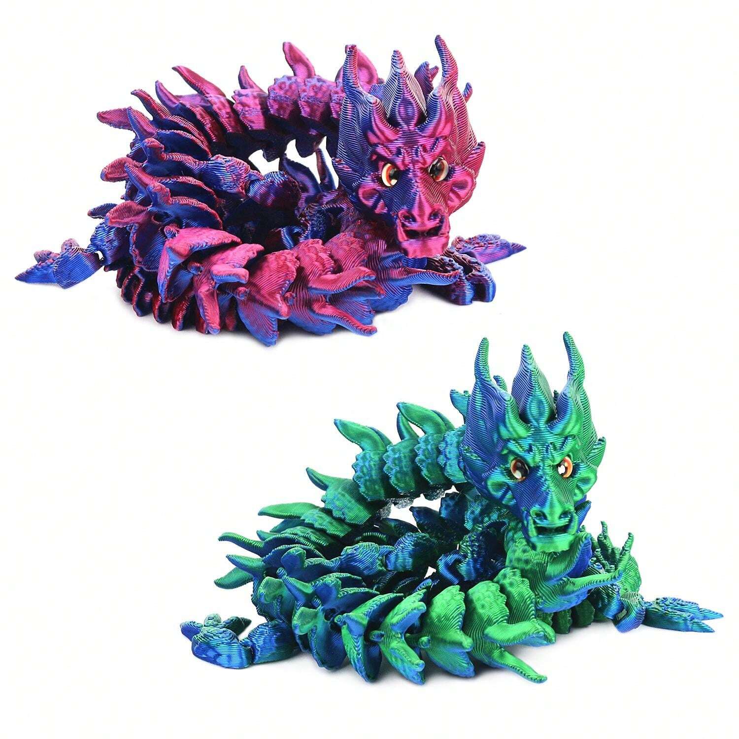 3D Printed Multi-Jointed Movable Dragon Model With Eyes, Can Stand Up ...