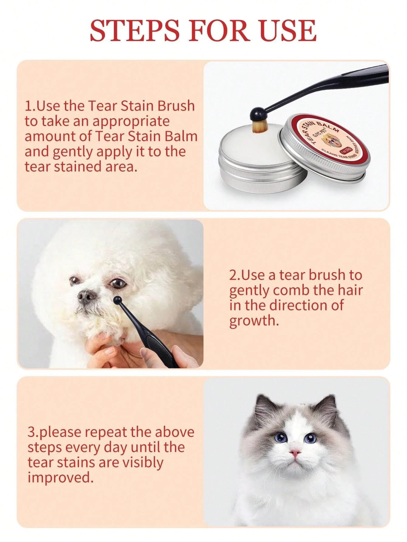 Pet Tear Stain Prevention Balm With Pro Powder Brush,Eye Care For Dogs ...