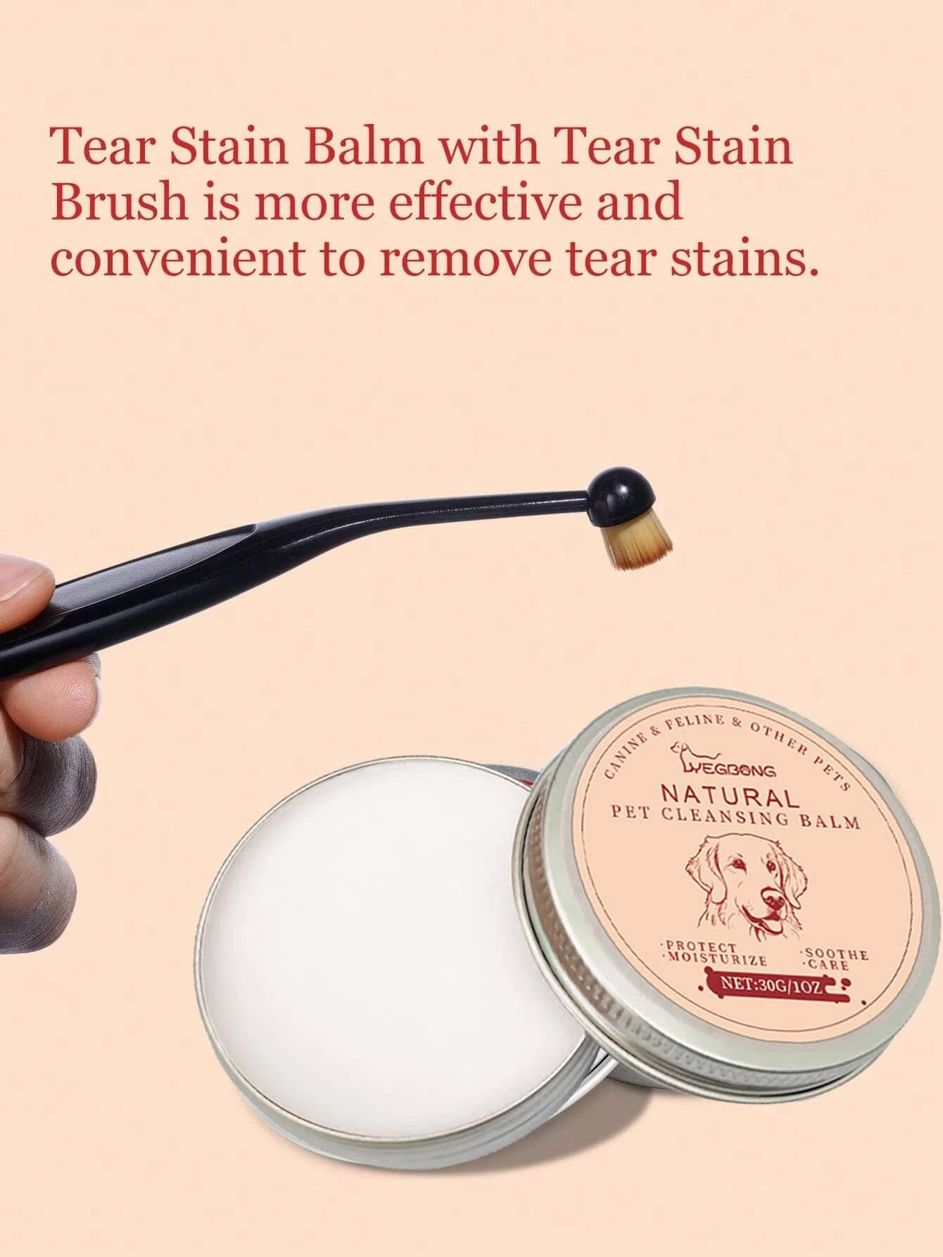 Pet Tear Stain Prevention Balm With Pro Powder Brush,Eye Care For Dogs ...