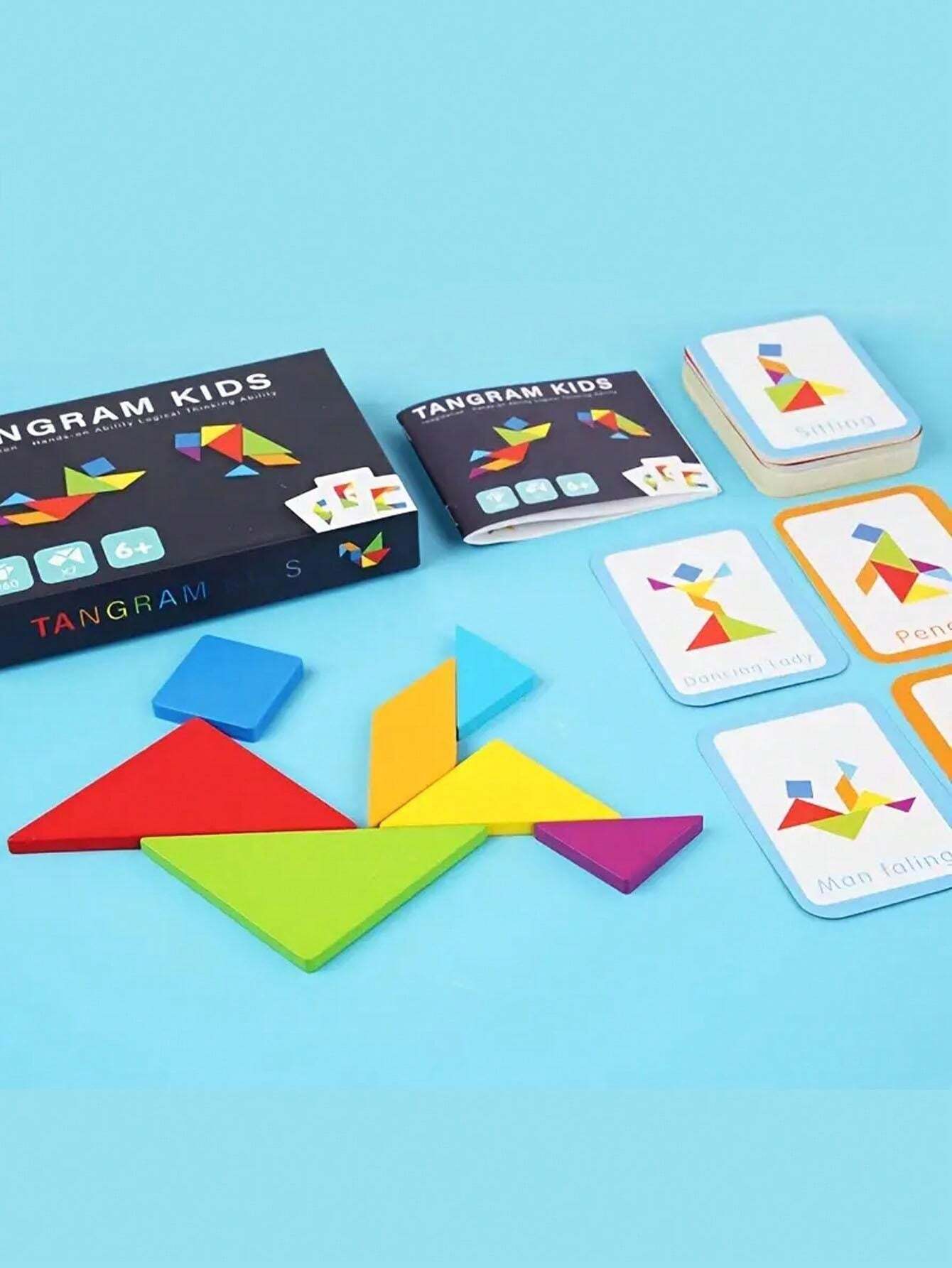 Wooden Tangram Puzzle Toy, Develops Color Recognition And Word Spelling ...