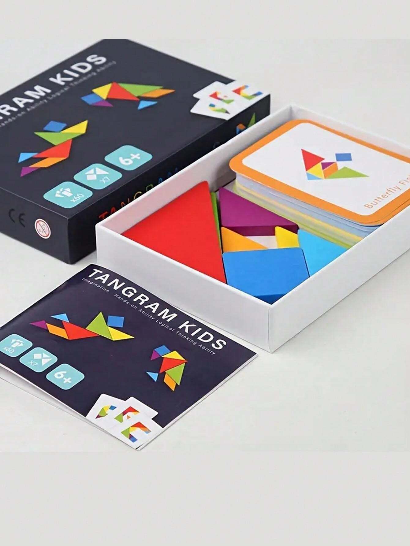 Wooden Tangram Puzzle Toy, Develops Color Recognition And Word Spelling ...