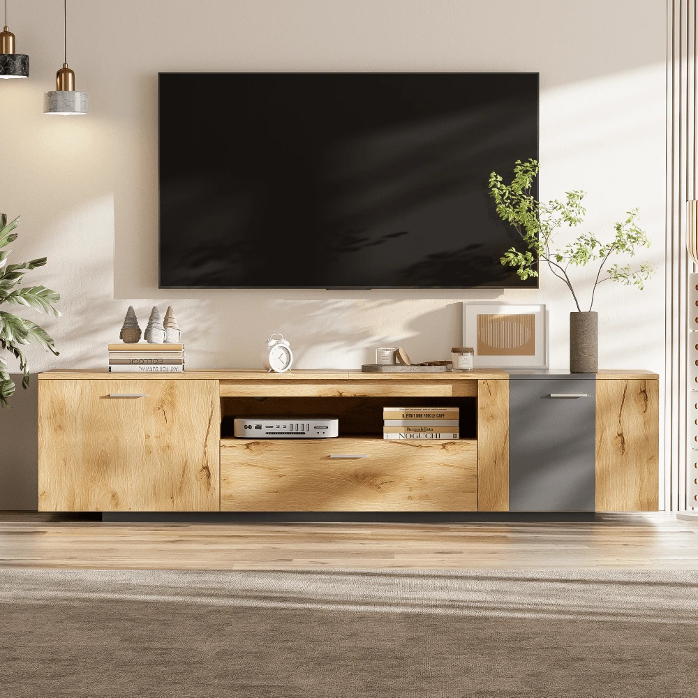 Mueble para TV de 70 pulgadas estilo moderno con 3 armarios y un cajón ...