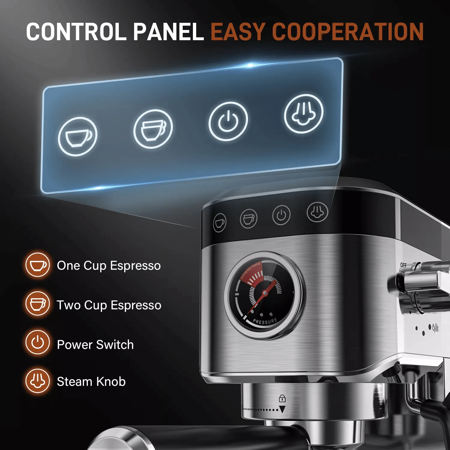 Italian Semi-Automatic Espresso Machine, 20 Bar Coffee Machine ...