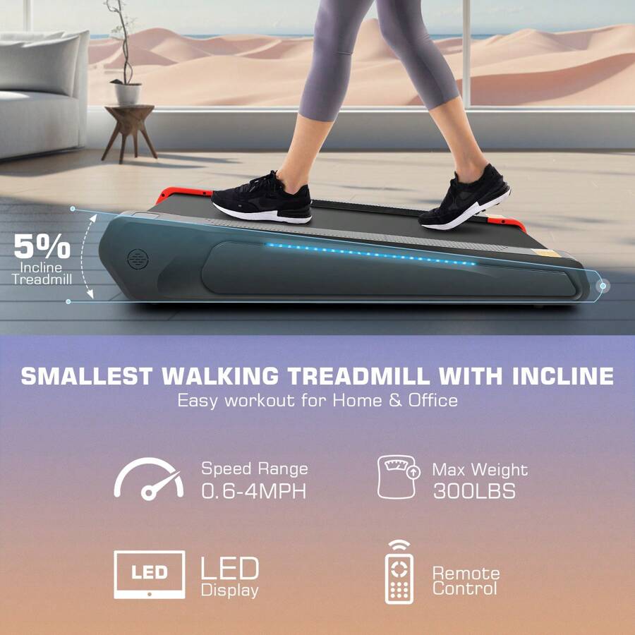 sytiry Smallest Walking Pad With 5% Incline, 2 In 1 Under Desk ...
