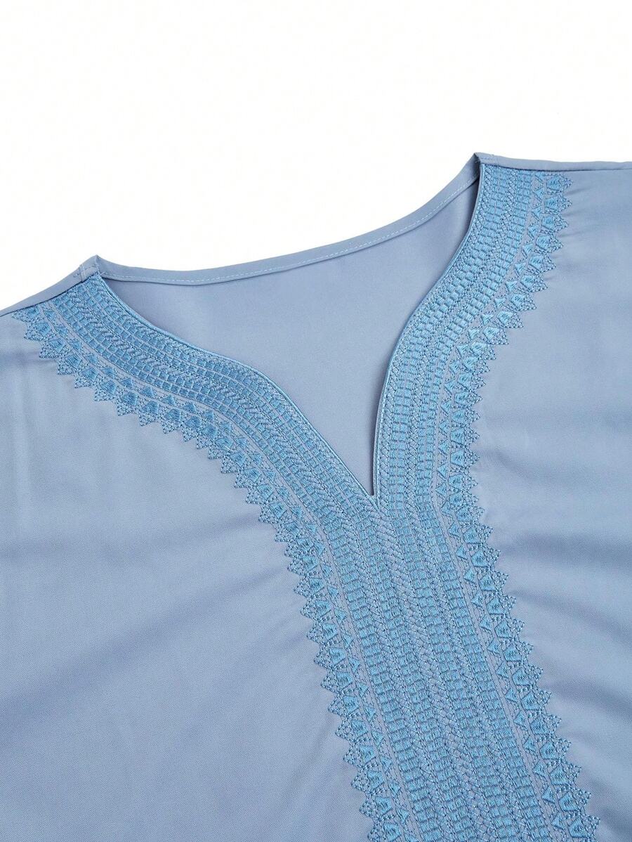 Men's Loose Fit Solid Color Embroidered Moroccan Muslim Robe ...