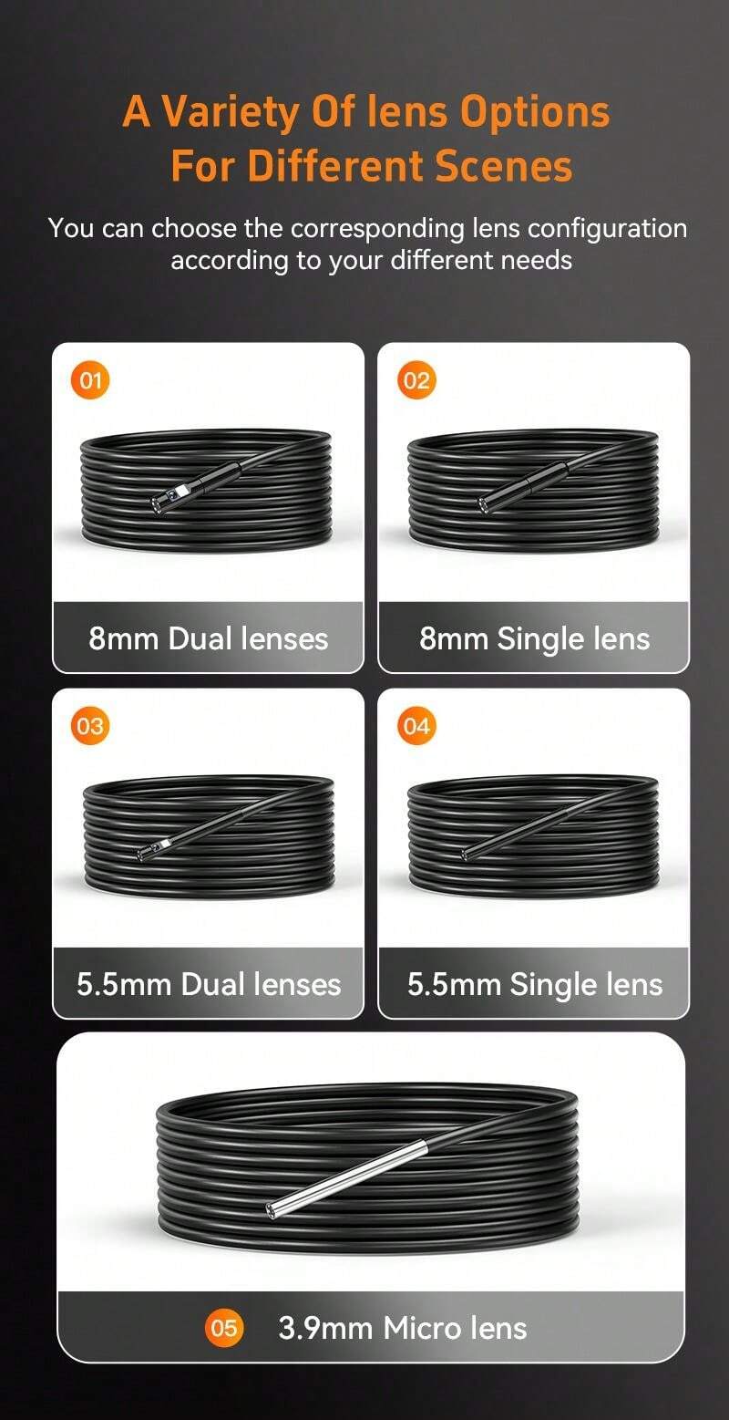 inskam 5Inch IPS LCD Screen Industrial Endoscope 8mm Single And Dual ...