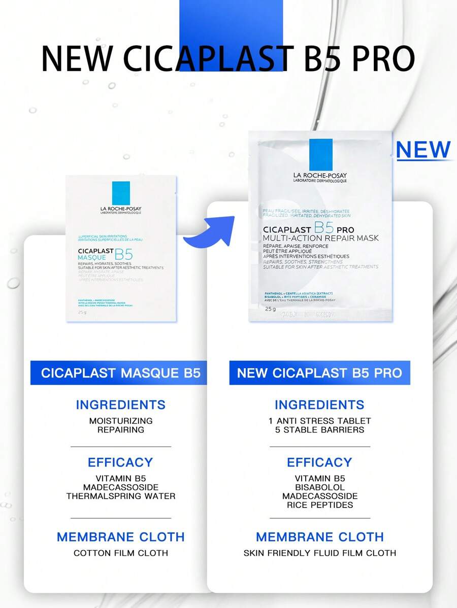 La Roche-Posay CICAPLAST B5 PRO MULTI-ACTION REPAIR MASK 25g*5pcs*2box | SHEIN ASIA
