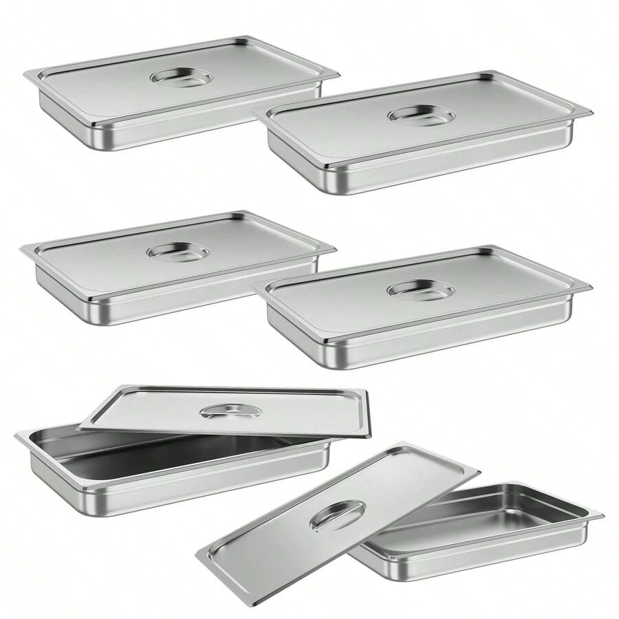 Full Size Steam Table Pans With Lid, 6-Pack 6 Inch Deep Restaurant ...
