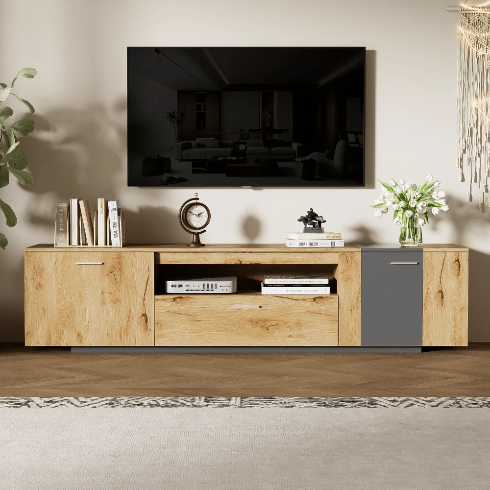 Mueble para TV de 70 pulgadas estilo moderno con 3 armarios y un cajón ...