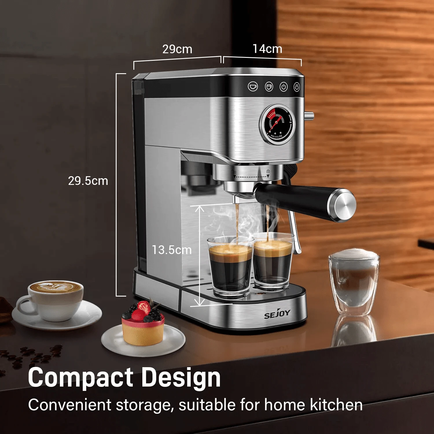 Italian Semi-Automatic Espresso Machine, 20 Bar Coffee Machine ...