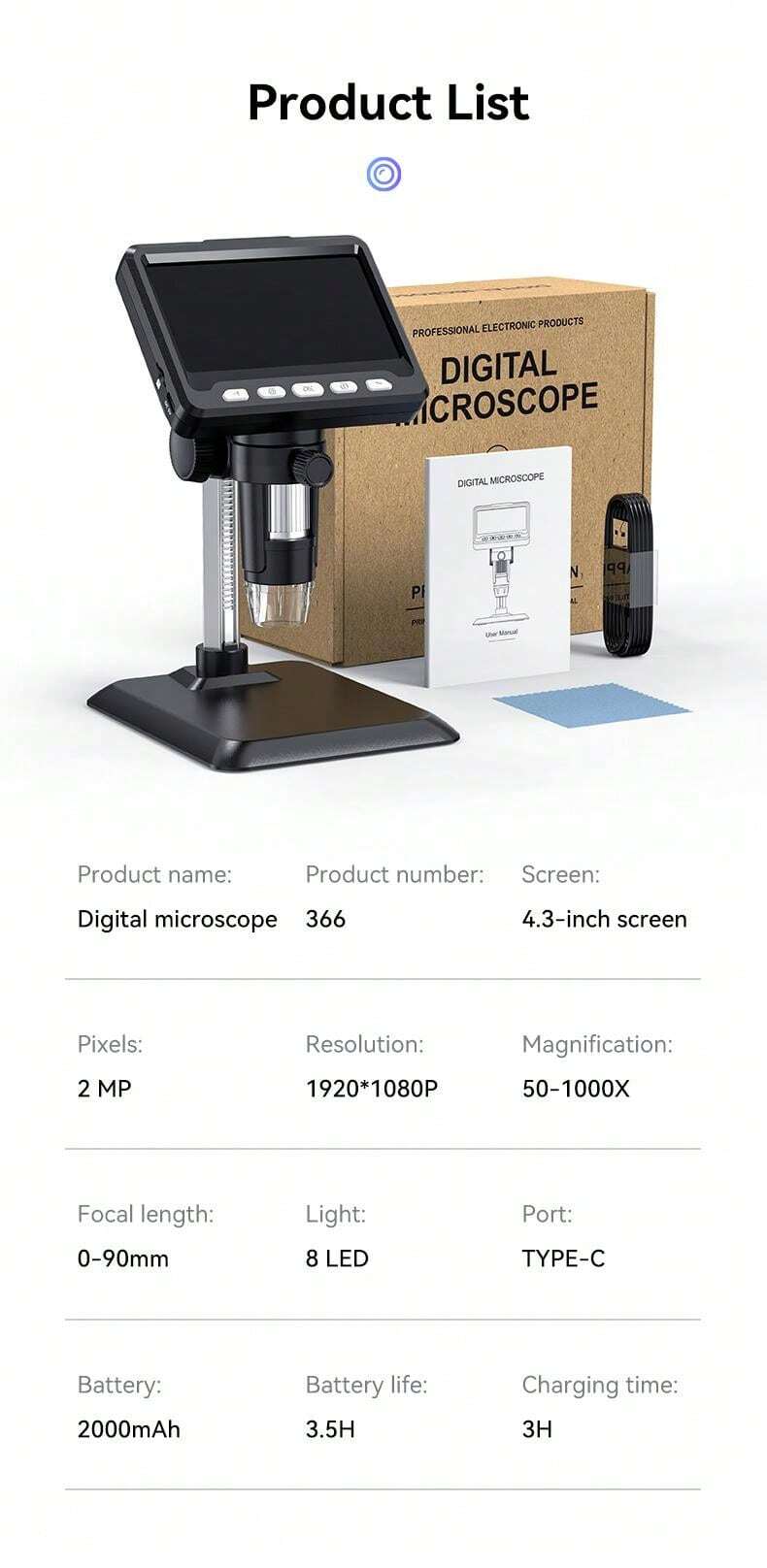 inskam 4.3 Inch IPS High-Definition LCD Display Digital Professional ...