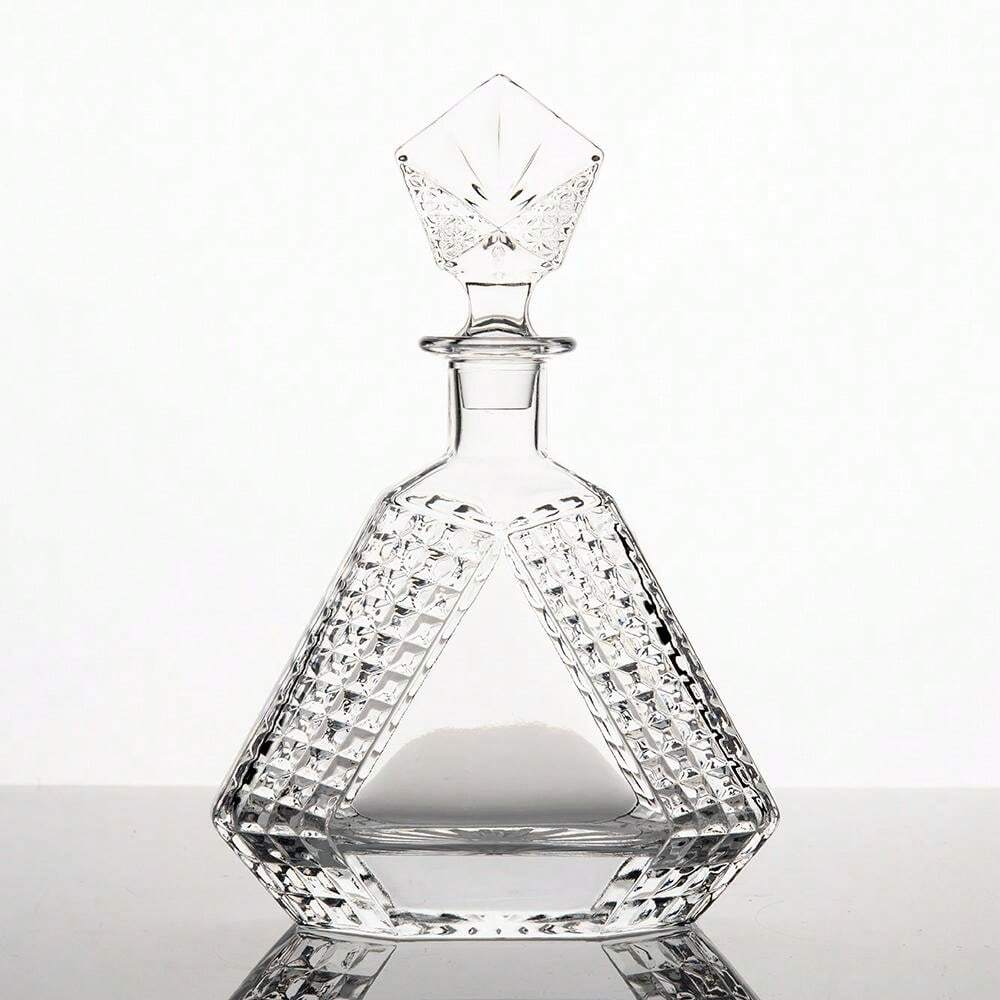 1pc 22oz Triangular Glass Decanter Whiskey Bottle With Stopper Classic ...
