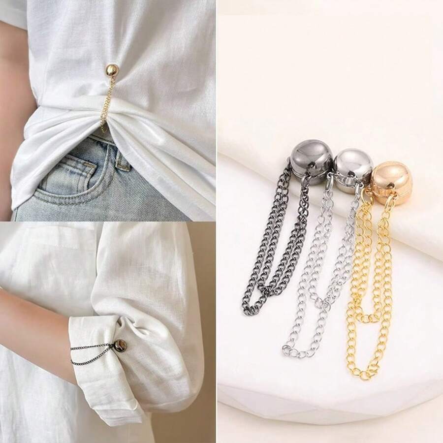 3pcs Leg Hem Chain Magnetic Clasp Pants Leg Shortener Sleeve Cuff ...