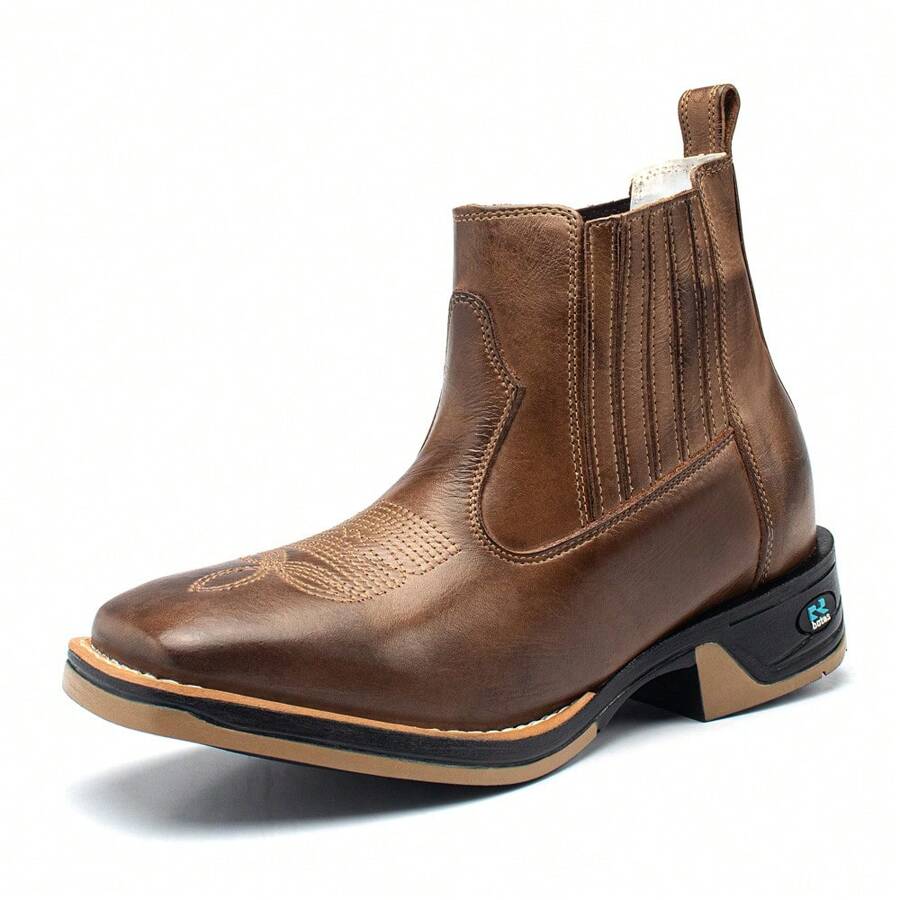Bota Feminina RR Botas Texana Botina Country Em Couro Com Bordado Sola ...