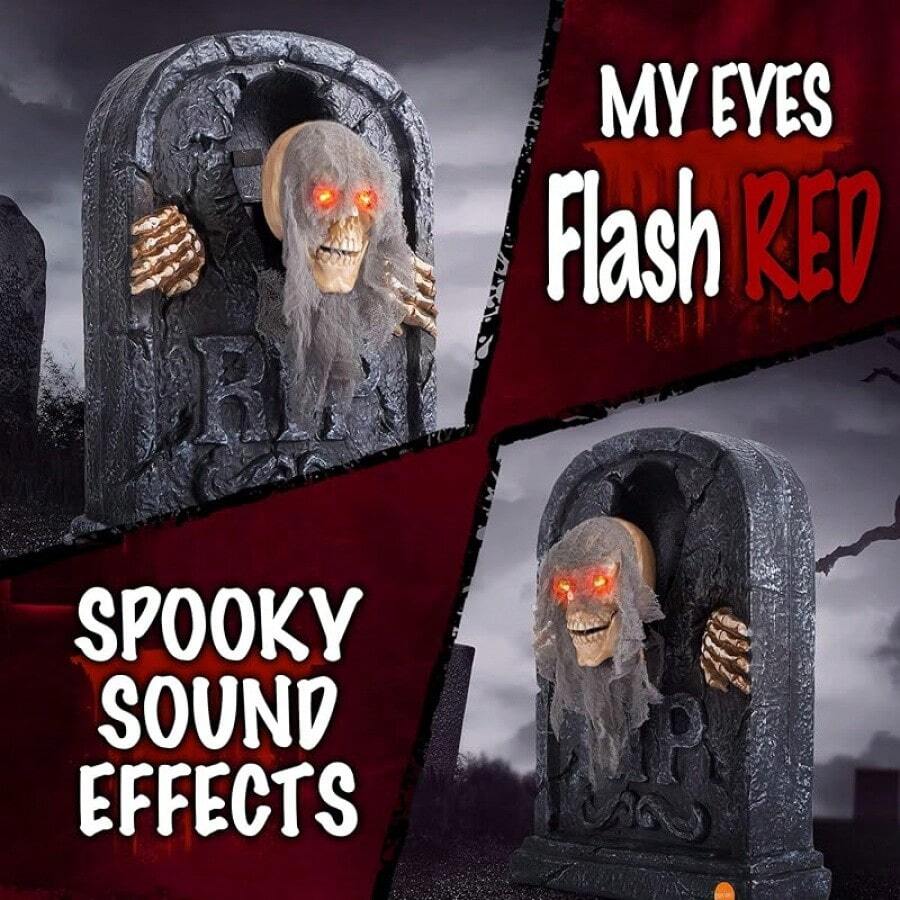 Halloween Animatronics Hanging Skull Heads Decorations - Animated ...