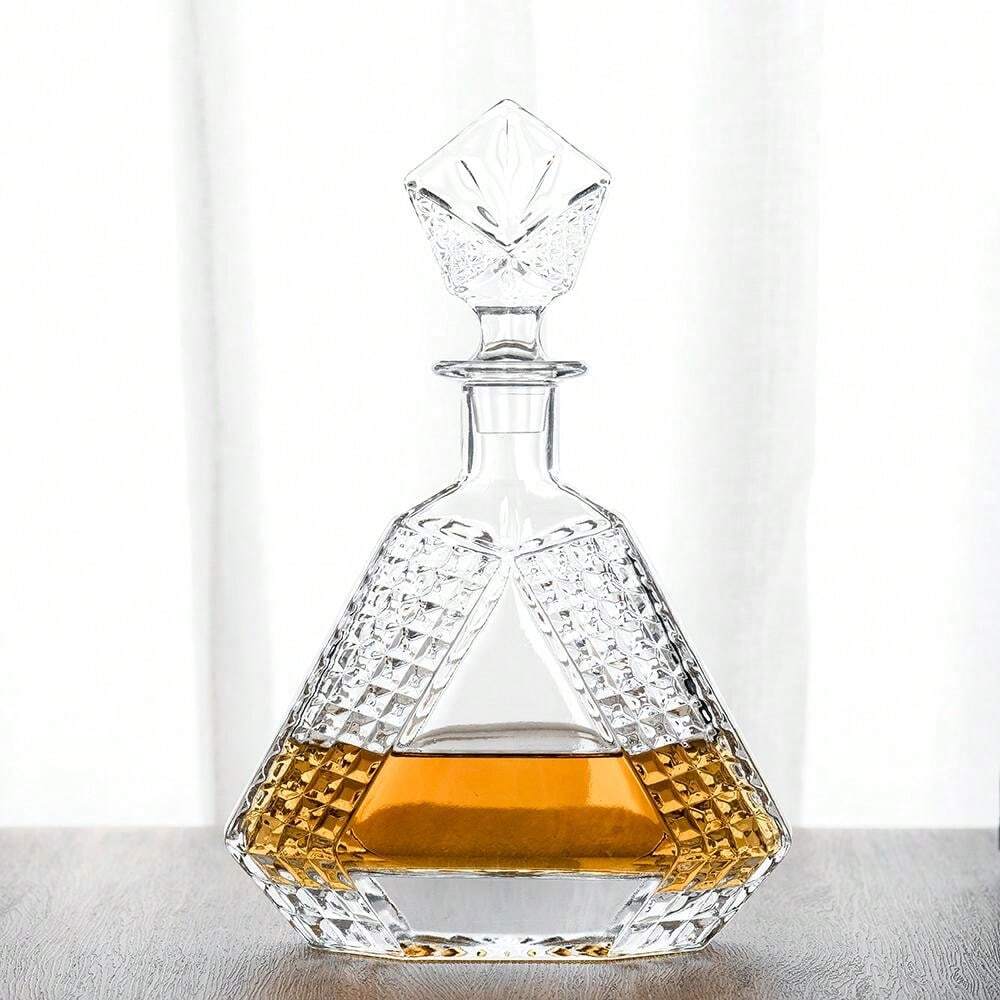 1pc 22oz Triangular Glass Decanter Whiskey Bottle With Stopper Classic ...
