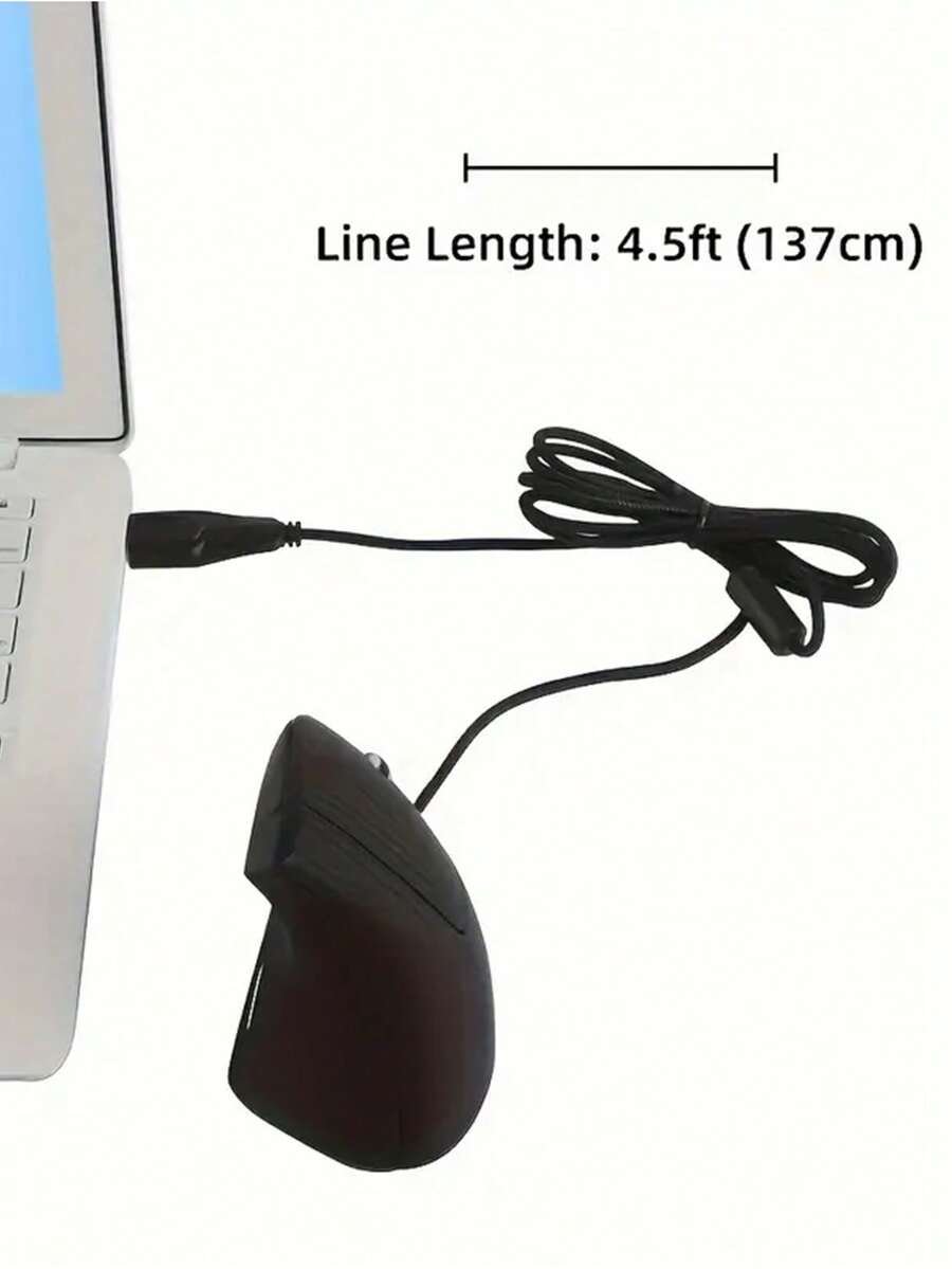 Right-Hand Wired Ergonomic Vertical Mouse, Side Grip Style, Silent, RGB ...