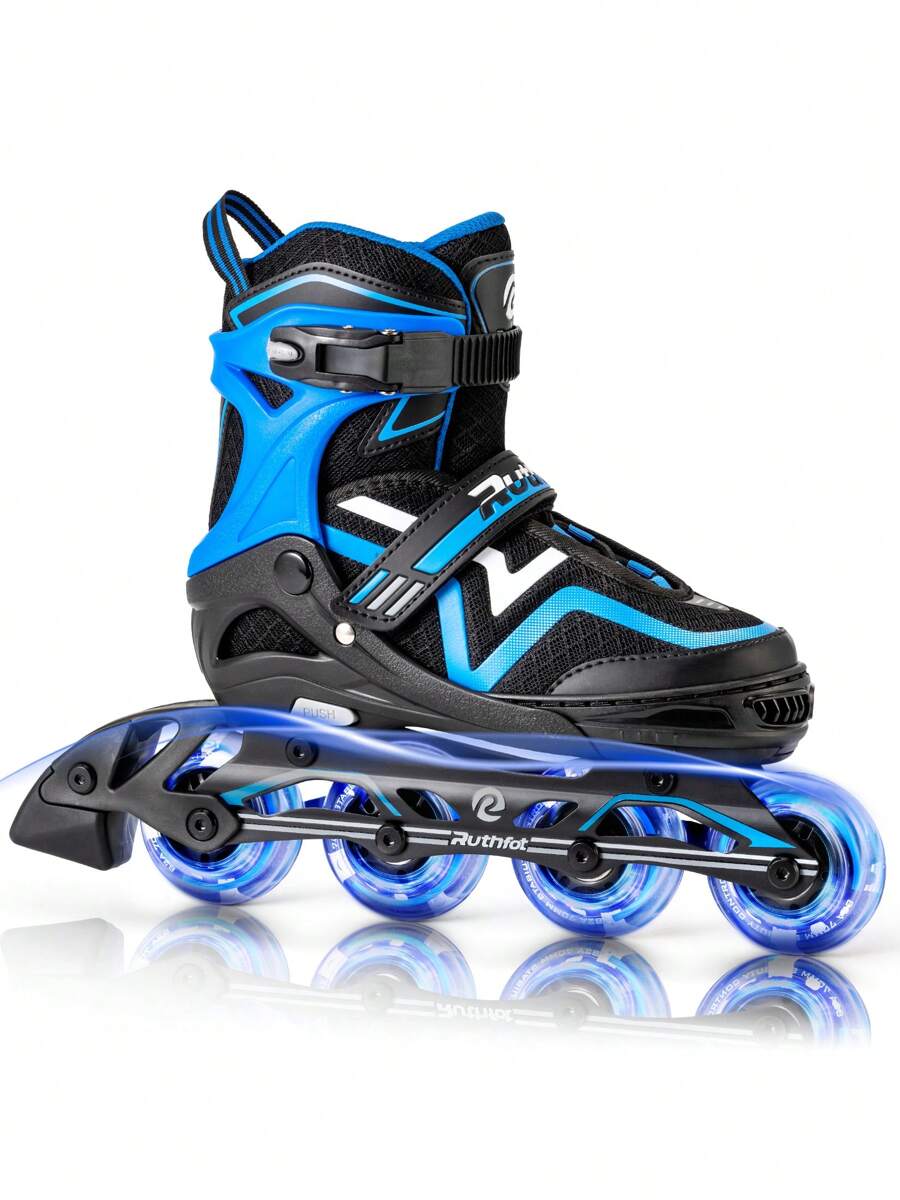 Blue Adjustable Inline Skates For Boys And Girls With Full Light Up ...