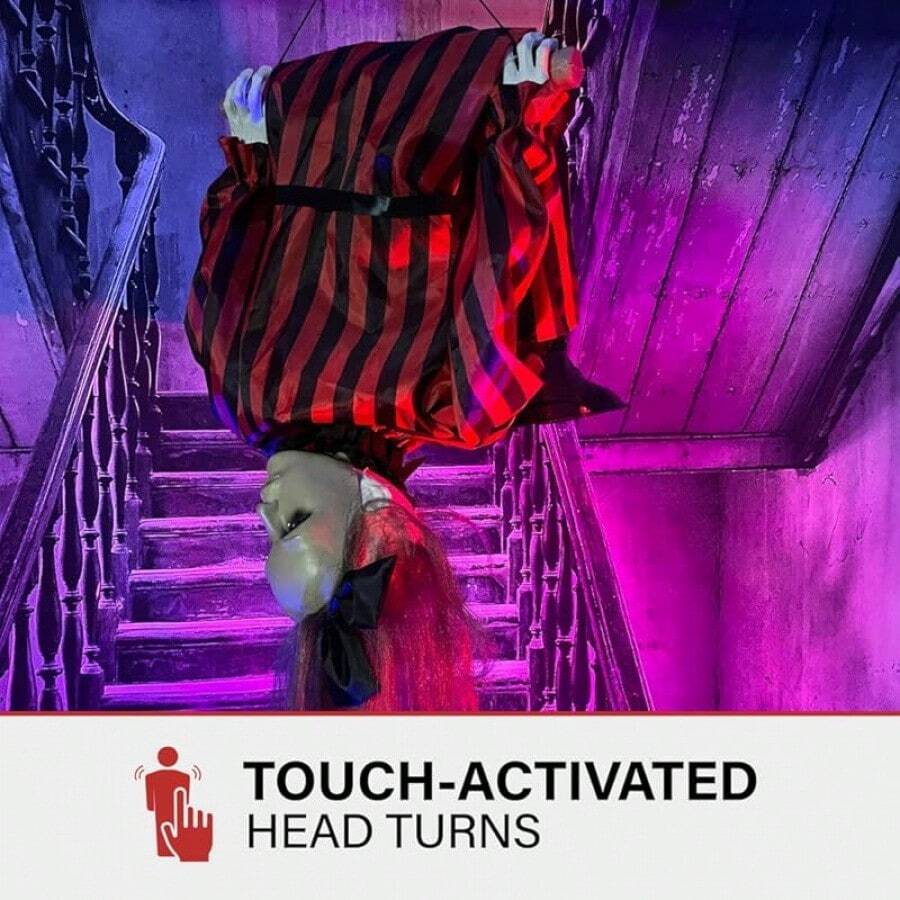 Haunted Hill Farm Upside-Down Zombie Woman Animatronic With Trapeze ...