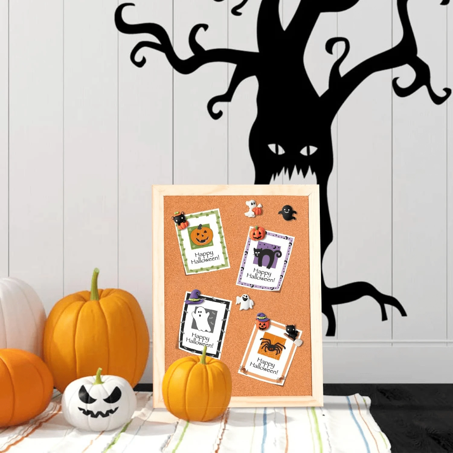 32pcs Themed Push Pin Funny Pumpkin Ghost Black Cat Drawing Pin Resin ...