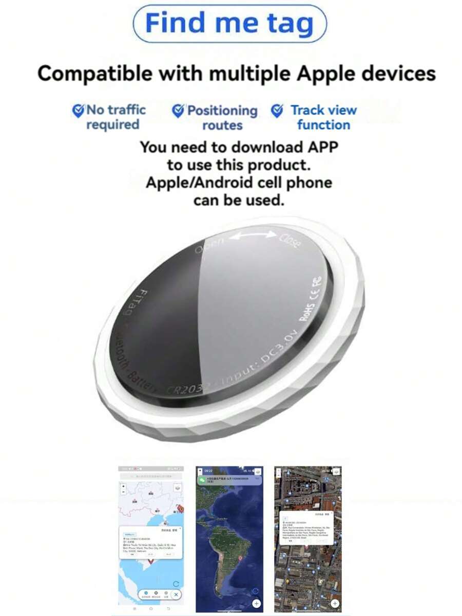 Pet GPS Tracker, Cat Pattern, Wireless Anti-Lost Alarm For Dogs, Compatible With AirTag 32*8mm ...