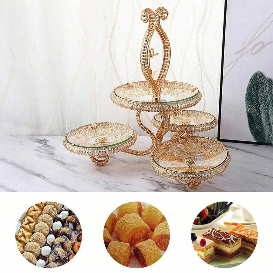 SHZICMY 4 Layer Gold Cake Stand Cake Glass Dessert Table Rack Set ...