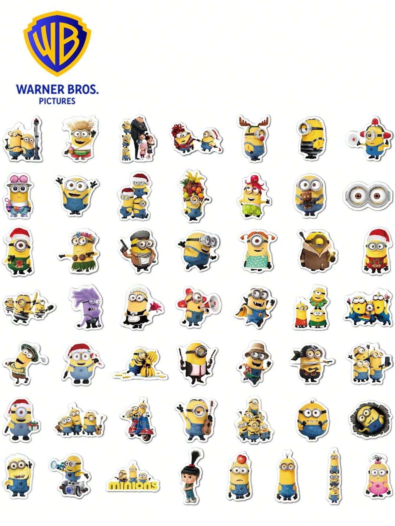 WB 50PCS Minions Officially Licensed Minions Stickers Dave Stuart Jerry ...